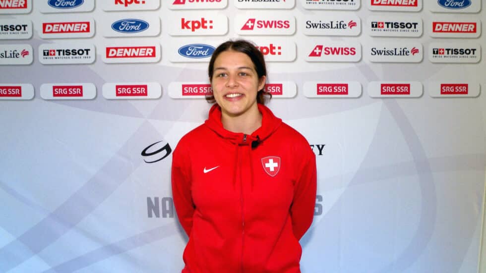 Annic Büchi (EV Zug) nach dem Spiel gegen Finnland bei der WEHT in ...